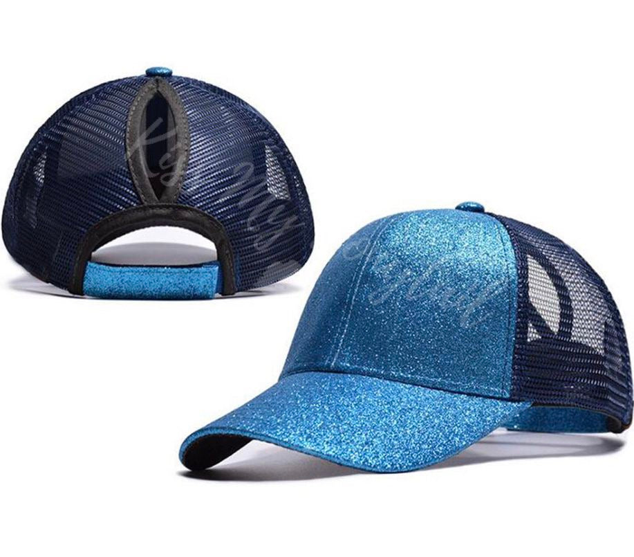 ELECTRIC BLUE Glitter Ponytail Cap – KissMyPonytail
